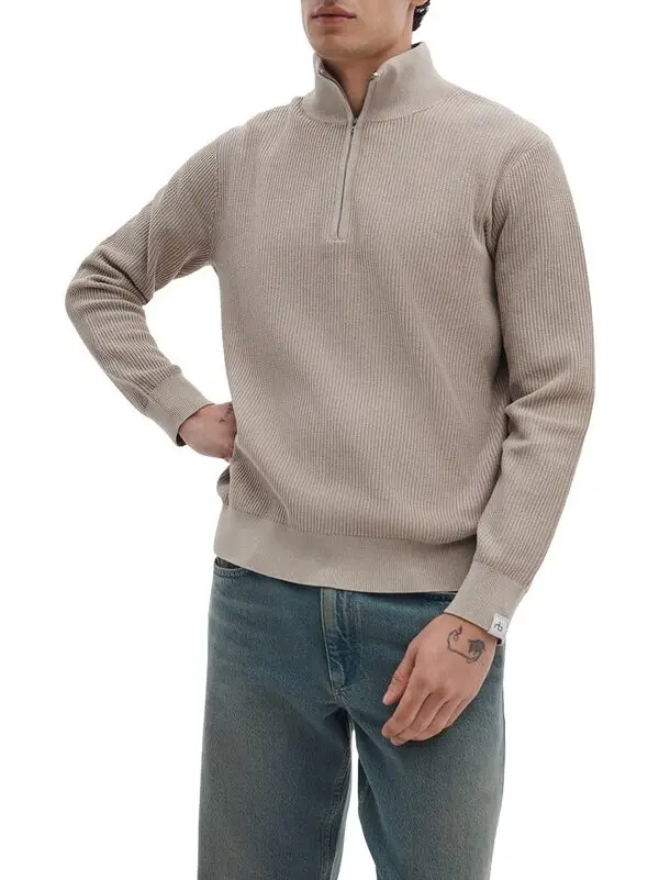 Rag & Bone Caden Washed Quarter Zip Sweater - Taupe