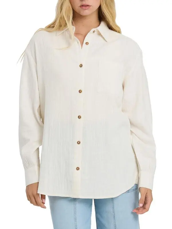 BILLABONG Wanderer Solid Cotton Shirt - Salt Crystal