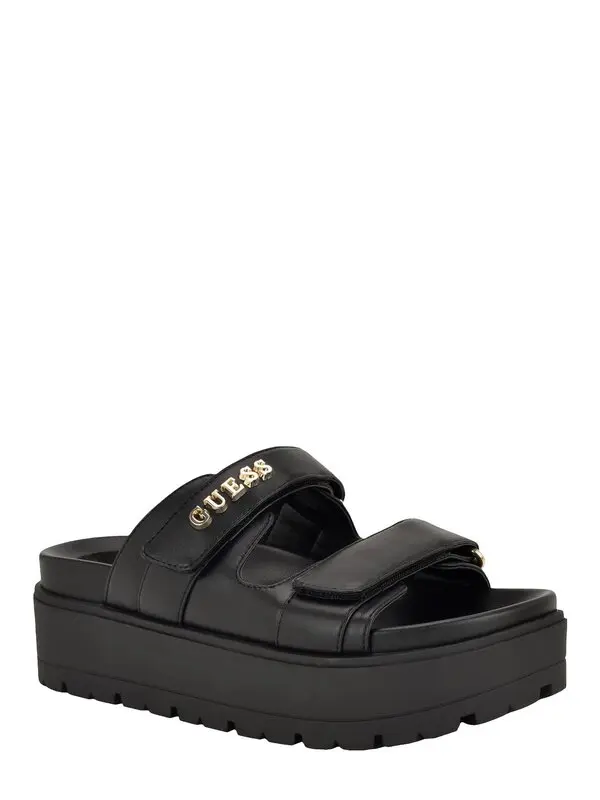 Guess Faxon Platform Slide Sandal - Black 001