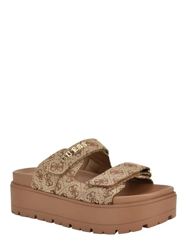 Guess Faxon Platform Slide Sandal - Medium Brown 210