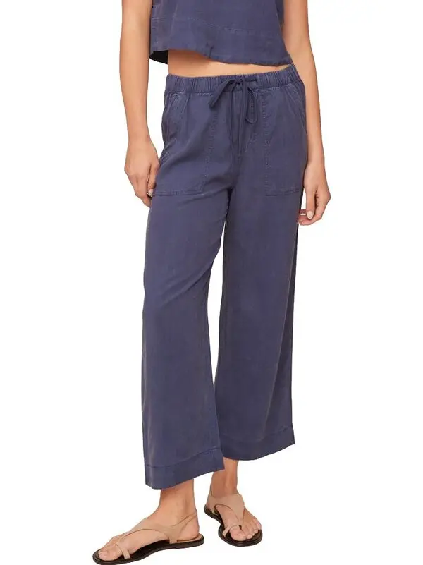 Bella Dahl Easy Pocket Crop Wide-leg Pants - Midnight Surf