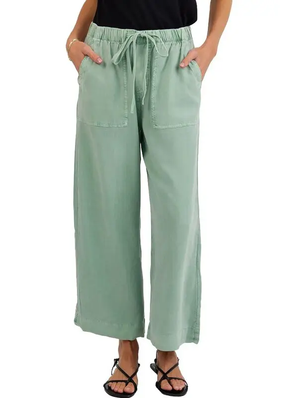 Bella Dahl Easy Pocket Crop Wide-leg Pants - Oasis Green