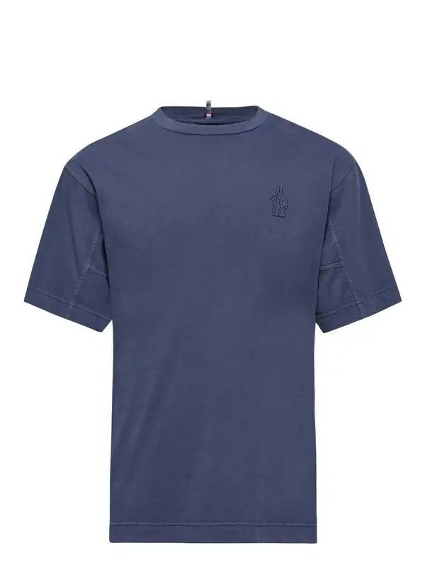 Moncler Logo Patch Cotton T-shirt - Blue