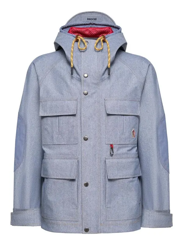 Moncler Ajaccio Chambray Hooded Field Jacket - Blue