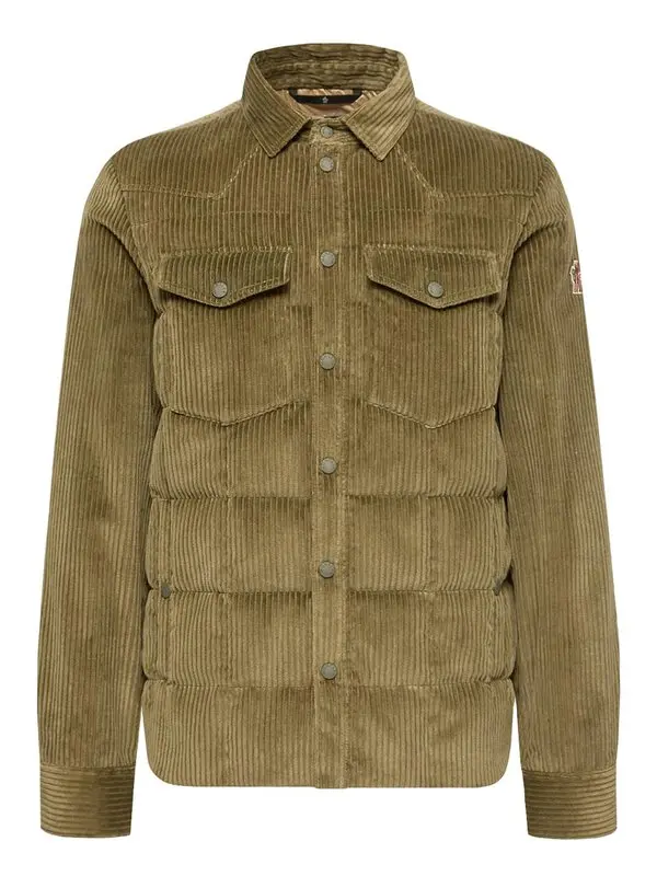 Moncler Gelt Corduroy Down Shirt Jacket - Green