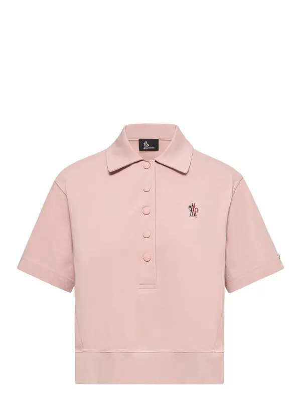 Moncler Logo Patch Cotton Polo Shirt - Pink
