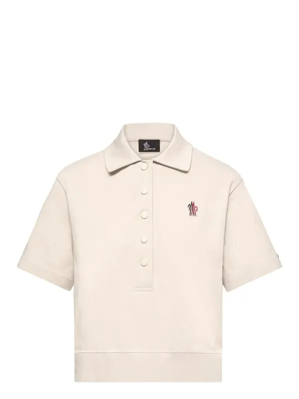 Moncler Logo Patch Cotton Polo Shirt - White