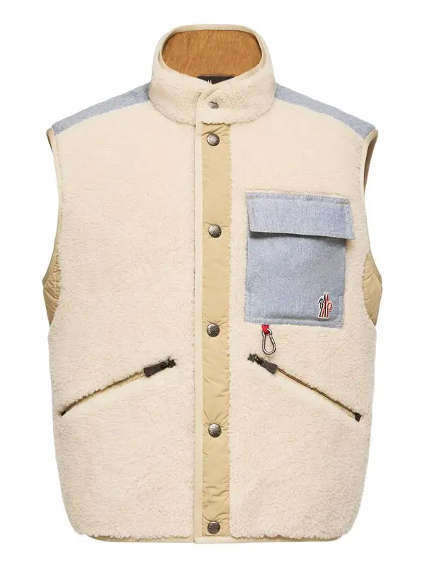 Moncler Teddy And Chambray Vest - Beige