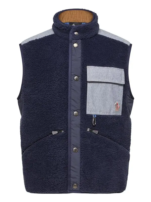 Moncler Teddy And Chambray Vest - Blue
