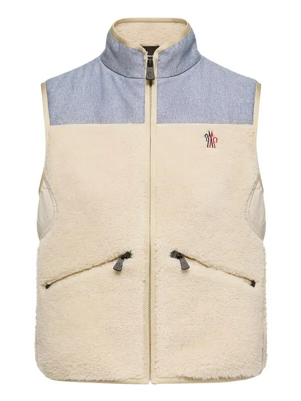 Moncler Teddy & Chambray Vest - Beige