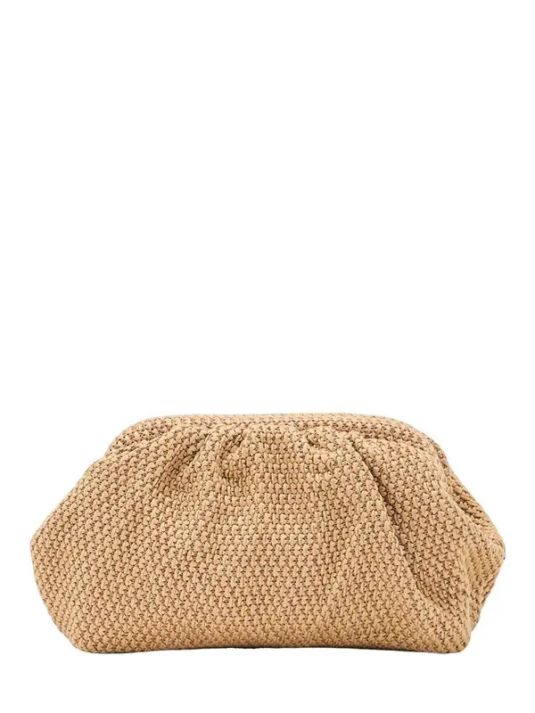 REISS Georgia Woven Raffia Clutch - Natural