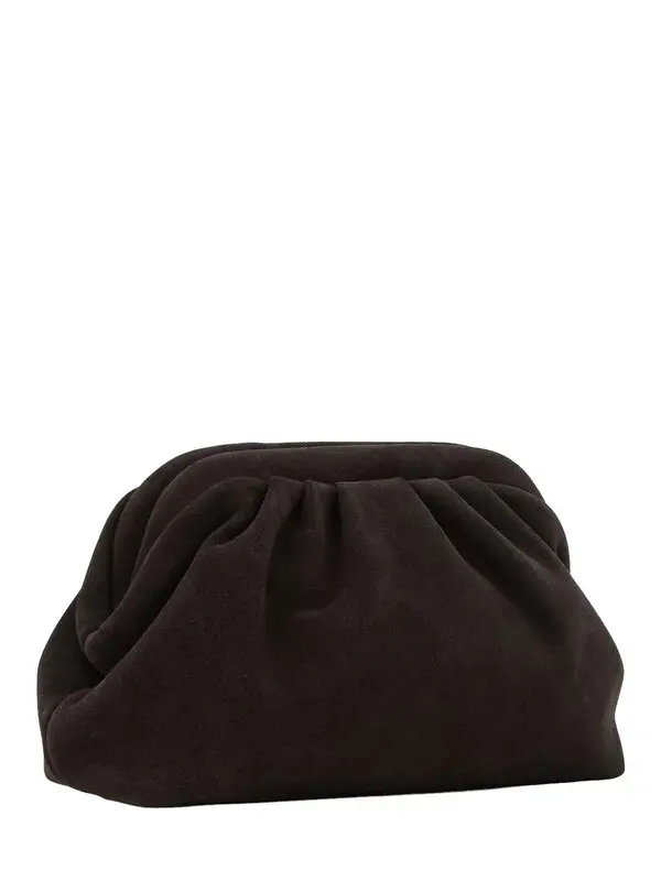 REISS Mia Suede Frame Clutch - Chocolate