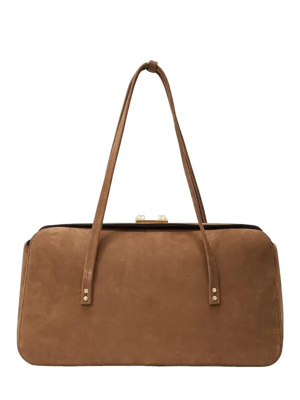 REISS Anika Leather Bowling Bag - Tan