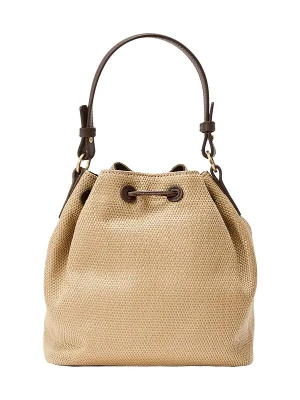 REISS Evie Woven Bucket Bag - Natural