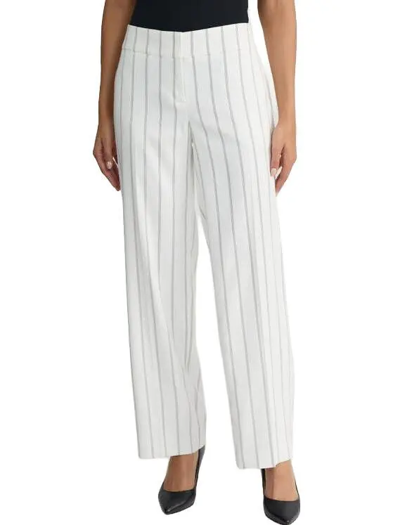 KASPER The Ava Wide Leg Pants - Lily White/blk