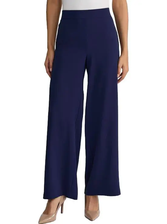 KASPER Pull-on Wide Leg Pants - Kasper Navy