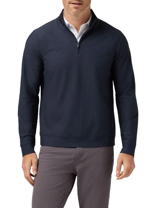 Mizzen+main Easton Textured Performance Quarter Zip Pullover - Navy