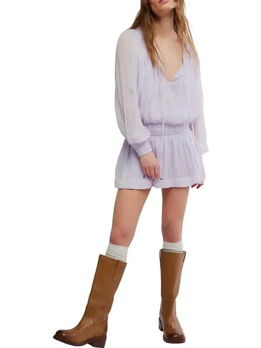 Free People Sunbeam Long Sleeve Mini Dress - Orchid Hush