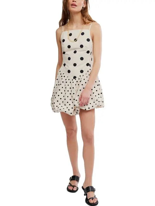 Free People Polka Dot Bubble Hem Minidress - Tea Combo