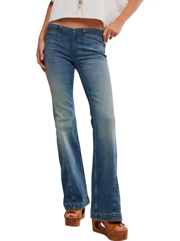 Free People Alamo High-waist Flare Jeans - Stonehenge
