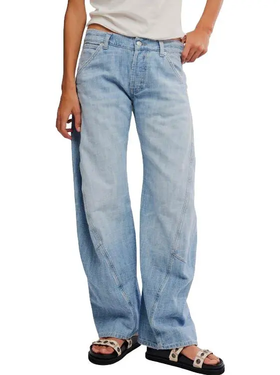 Free People Highland Low Rise Barrel Jeans - Art School