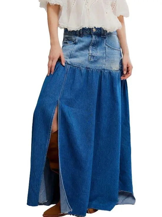 Free People Good Company Denim Maxi Skirt - Blessed
