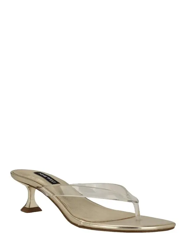 Nine West Crisee Kitten Heel Flip Flop - Gold/clear