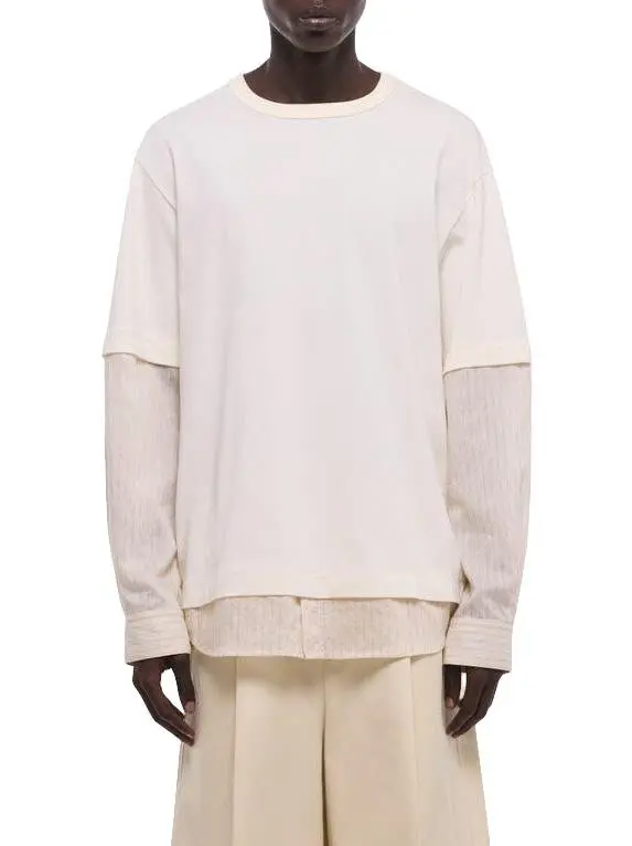 Helmut Lang Layered Cotton T-shirt - Vintage White