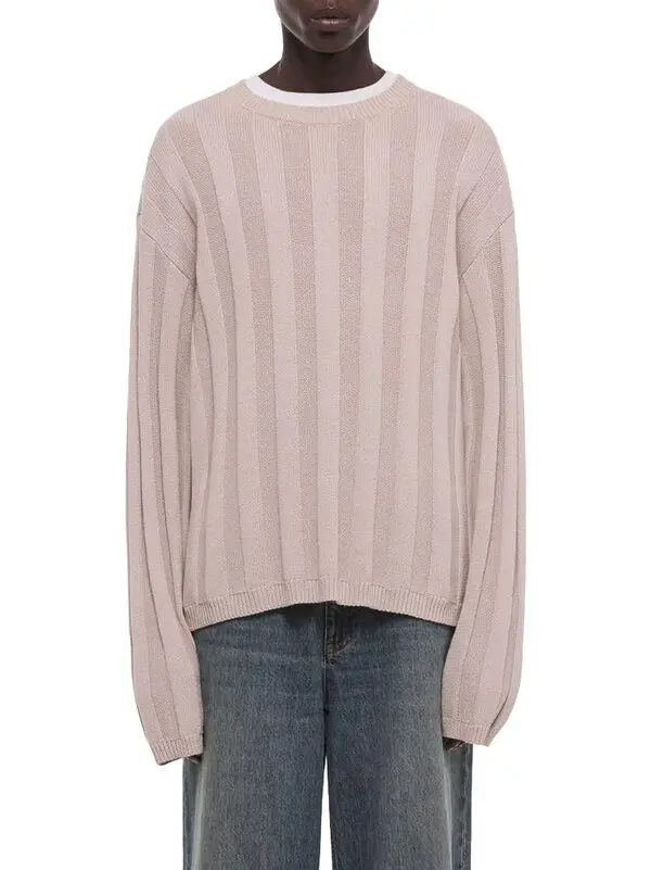 Helmut Lang Oversized Ribbed Crewneck Sweater - Putty