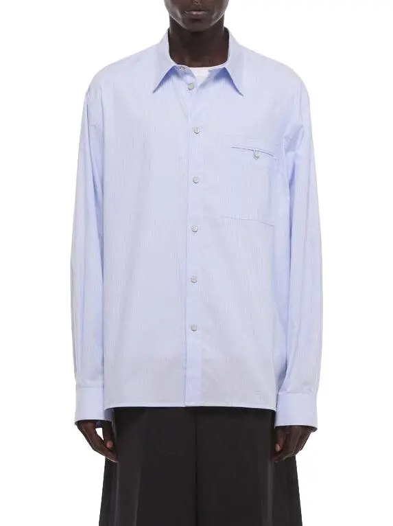 Helmut Lang Relaxed Fit Stripe Button-up Shirt - Light Blue