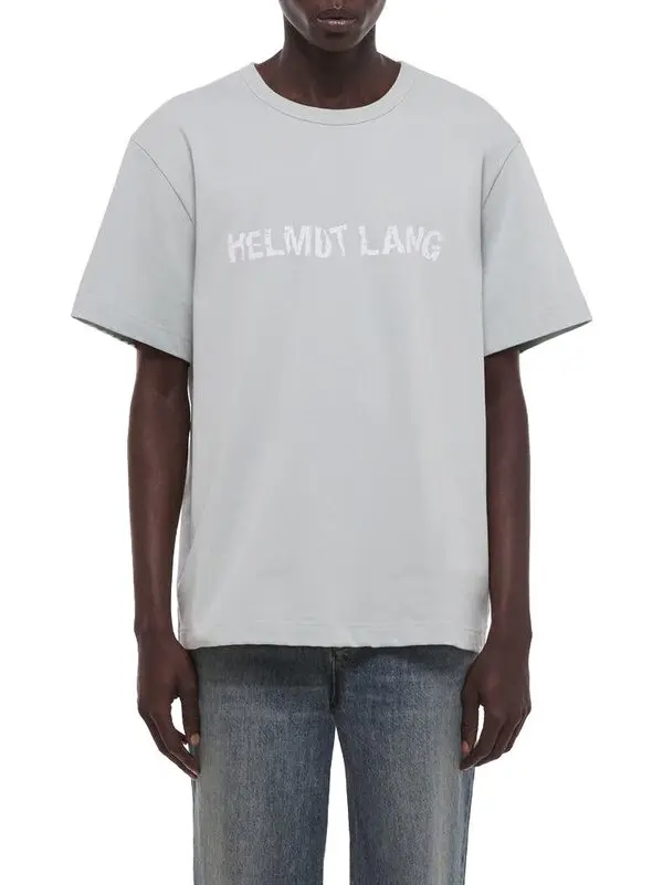 Helmut Lang Crumpled Logo Graphic T-shirt - Aqua Gray
