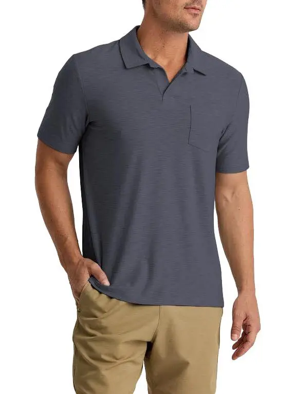 FREE FLY Slub Polo Ii - Storm Cloud