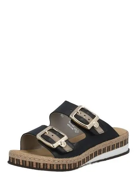 RIEKER Regina Slide Sandal - Schwarz/beige