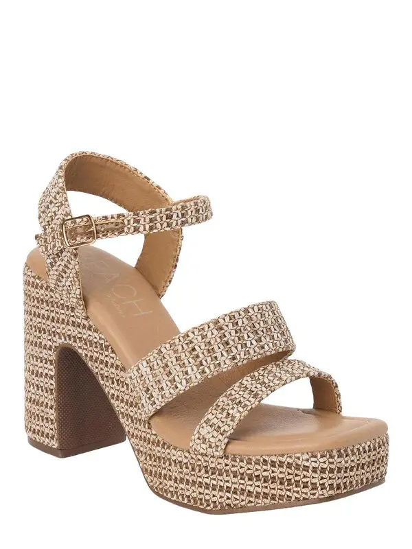Matisse Alessia Ankle Strap Platform Sandal - Brown Raffia