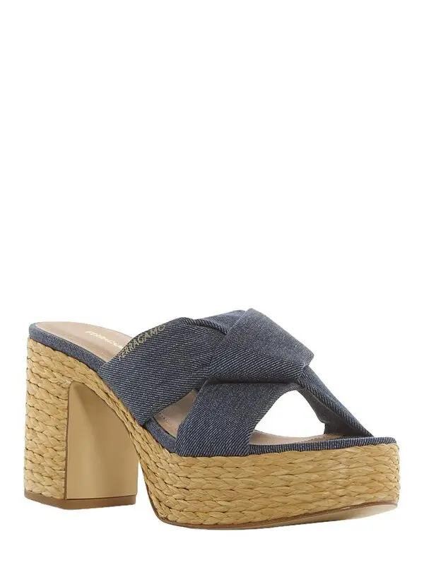 FERRAGAMO Douglas Espadrille Sandals - Denim/white
