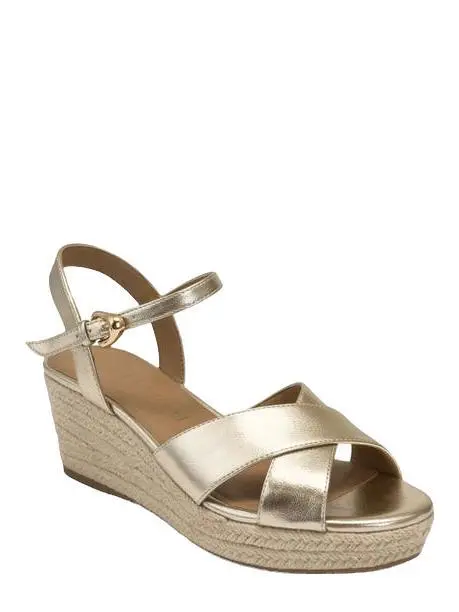 Aerosoles Casarina Platform Wedge Sandal - Soft Gold