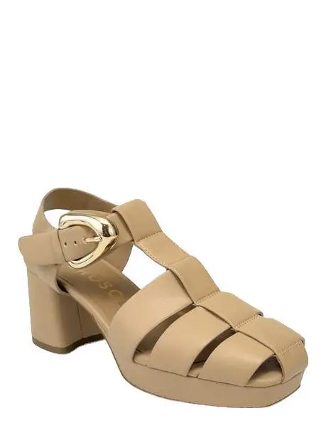 Aerosoles Platform Block Heel Sandal - Beige Bisque