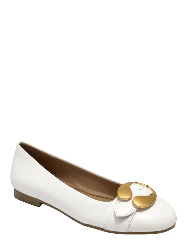 Aerosoles Paradise Buckle Flat - White Soft Nappa