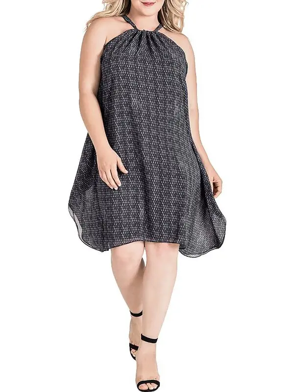 STANDARDS & PRACTICES Printed Choker Trapeze Mini Dress - Snake Charm