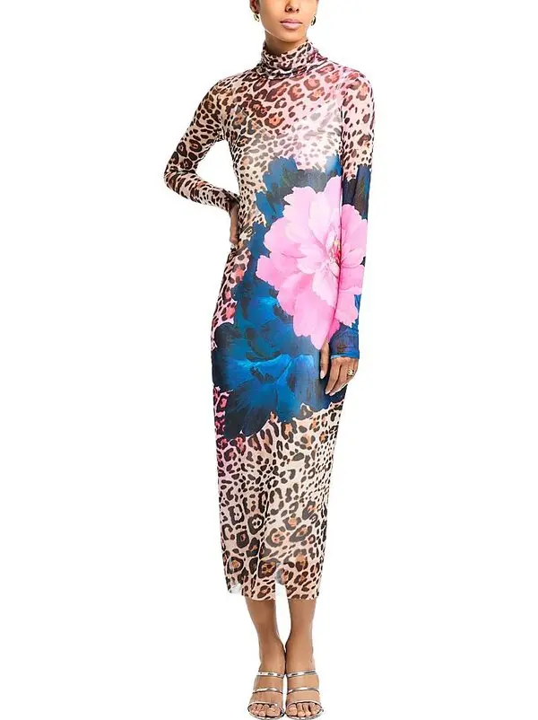 AFRM Shailene Printed Midi Dress - Animal Block Peony