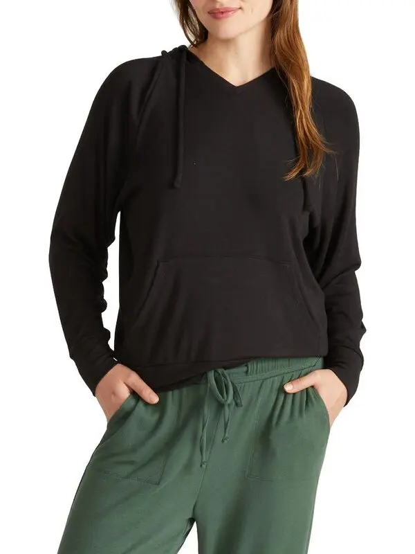 Universal Standard Travel Knit V-neck Hoodie - Black