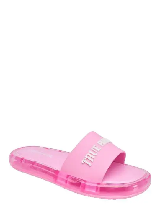 True Religion Logo Strap Jelly Slide - Pink