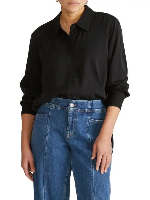Universal Standard Oversized Cooling Button-up Shirt - Black