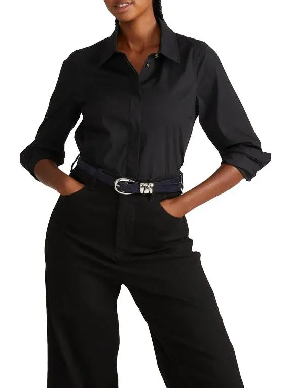 Universal Standard Elbe Stretch Poplin Button-up Shirt - Black