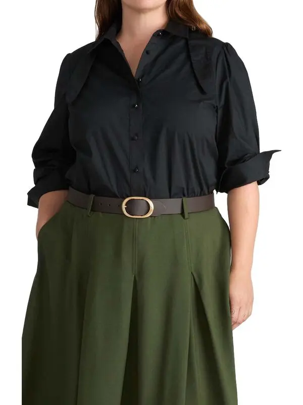 Universal Standard Janet Stretch Poplin Button-up Shirt - Black