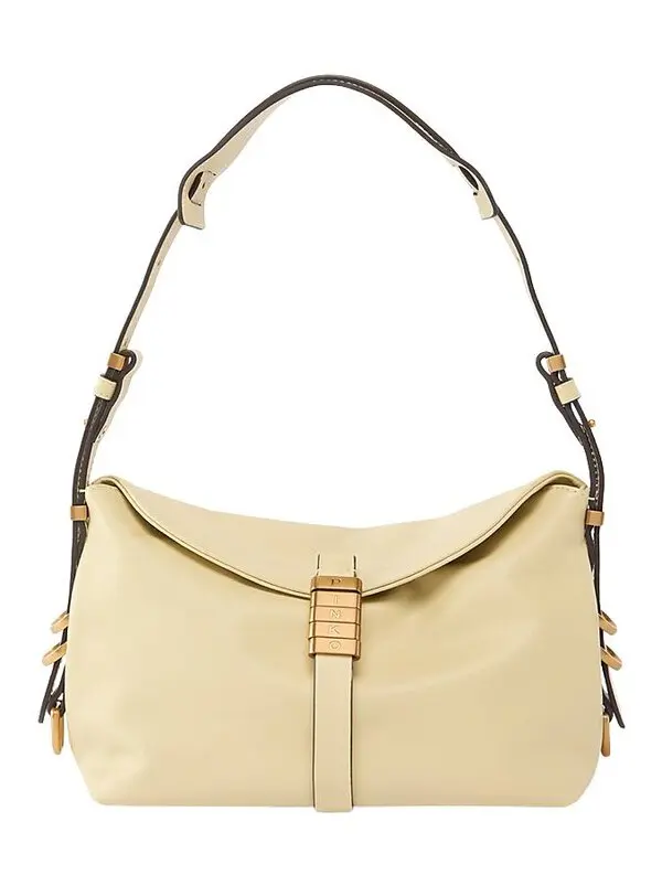 Pinko Mini Leather Saddle Shoulder Bag - Yellow
