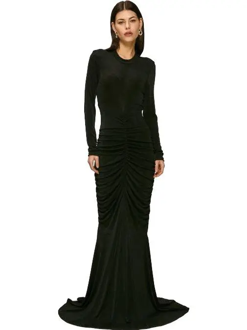 DASKA Ares Ruched Maxi Dress - Black