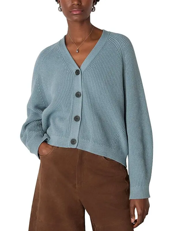 Whistles V-neck Cotton Cardigan - Blue