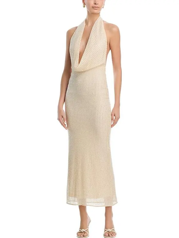 Bardot Nola Sequinned Cowl Neck Dress - Buttercup