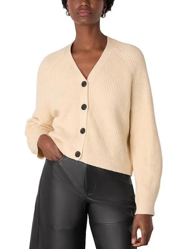 Whistles V-neck Cotton Cardigan - Ivory